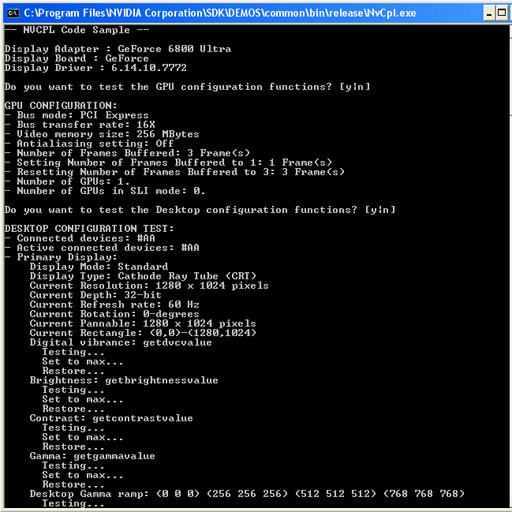 NVIDIA Control Panel API